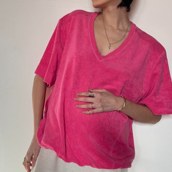 club roc | Tops | Vintage Hot Pink Terry Cloth Beach Top | Poshmark